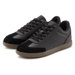 Sneaker ELBSAND "Freizeitschuh", Herren, Gr. 40, schwarz, Obermaterial: 90% Lederimitat, 10% Rindsleder. Decksohle: 100% Polyester. Futter: 100% Polyester. Laufsohle: 100% Synthetik, unifarben mit Farbeinsatz, Schuhe Sneaker, Retro Sneaker, Halbschuh, Schn&uuml;rschuh mit Lederanteil Unisex