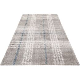 Hochflor-Teppich Esprit "Nora ESP-80336", grau, B:133cm H:30mm L:200cm, Polyester, Teppiche, Hochflor-Teppich, Shaggy, Langflor, mit Karo-Muster, Wohnzimmer