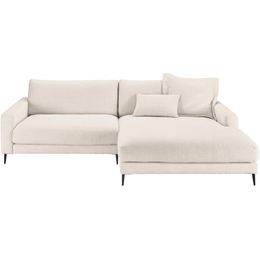 Ecksofa Home Affaire "Downtown, B/T/H: 272/190/84 cm L-Form", beige (creme), B:272cm H:84cm T:190cm, 100% Polyester, Sofas, Ecksofa, weicher Sitzkomfort auch in Cord und Boucl&eacute;, incl. Zierkissen