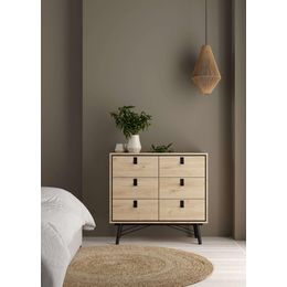 Kommode Andas "Ry Aufbewahrung, Schubladenschrank, Stauraum", braun (jackson hick), B:101,8cm H:94,8cm T:40,1cm, Holzwerkstoff, Sideboards, Kommode, Sideboard mit 6 Schubladen, Breite 102 cm, H&ouml;he 95 cm, Massivholzbeine