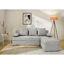 Jockenh&ouml;fer Ecksofa JOCKENH&Ouml;FER GRUPPE "Starlight L-Form, B: 191 cm", grau (hellgrau), B:191cm T:85cm, Korpus: 100% Polyester;Kissen: 100% Polyester, Sofas, Ecksofa, mit Bettfunktion, Bettkasten & Licht, Unser Dauertiefpreis