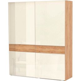 Schwebet&uuml;renschrank OTTO HOME "Gala, wahlweise mit oder ohne Spiegel, 182x65x224cm, FSC-zertifiziert", beige (beige, pacific walnut), B:182cm H:224cm T:65cm, Schr&auml;nke, Schwebet&uuml;renschrank, UV lackiert, kratzfest, hochgl&auml;nzend, Soft-Close Funktion
