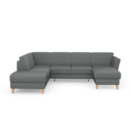 Sit & More Wohnlandschaft SIT & MORE "Visby U-Form", grau, B:303cm H:87cm T:213cm, Sofas, Wohnlandschaft, wahlweise mit Bettfunktion und Stauraum, frei im Raum stellbar