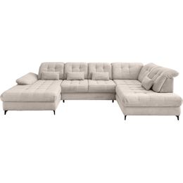 Wohnlandschaft Home Affaire "Delphino", beige, B:358cm T:216cm, 100% Polyester, Sofas, Wohnlandschaft