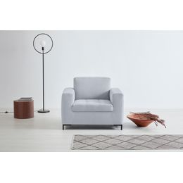 Sessel OTTO products "Grazzo Loungesessel, moderne Sitzheftung, bequemer Einzelsessel", silber, B:101cm H:80cm T:86cm, 100% Polyester (recycelt), Sessel, Sessel, hochwertige Stoffe aus recyceltem Material, Steppung im Sitzbereich