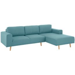 Ecksofa Home Affaire "Lasse L-Form", blau (petrol), B:273cm H:90cm T:167cm, Struktur fein( 100% Polyester);Filzoptik (100% Polyester);Luxus-Microfaser (100% Polyester), Sofas, Ecksofa, im scandinavischen Stil mit Holzf&uuml;&szlig;en