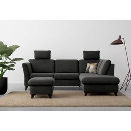 Ecksofa Home Affaire "Trelleborg L-Form", grau (anthrazit), B:252cm H:86cm T:213cm, 95% Polyester, 5% Polyamid, Sofas, Ecksofa, wahlweise mit Bettfunktion und Bettkasten, inkl. Federkern-Polsterung