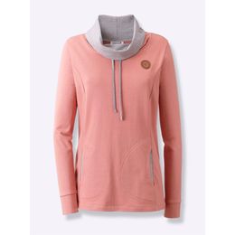 Sweatshirt Casual Looks, Damen, Gr. 52, rosa (rosenholz, grau), 50% Baumwolle, 50% Polyester, gemustert, mehrfarbig, unifarben, Sweatshirts Sweatshirt