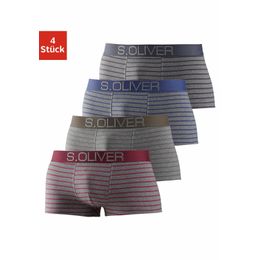 Hipster s.Oliver, Herren, Gr. XL, 4 Stk., bunt (grau, bordeaux, gestreift, grau, khaki, gestreift, grau, blau, gestreift, grau, anthrazit, gestreift), Jersey, Obermaterial: 92% Baumwolle, 8% Elasthan (LYCRA), gestreift, k&ouml;rpernah, Unterhosen Hipster, knapp sitzende Boxershorts f&uuml;r Herren aus Baumwoll-Mix