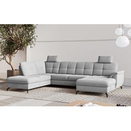 Sit & More Wohnlandschaft SIT & MORE "Zora", grau, B:319cm H:92cm T:212cm, 100% Polyester, Sofas, Wohnlandschaft, wahlweise mit Bettfunktion und Bettkasten