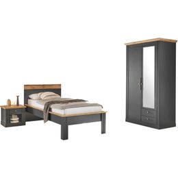 Schlafzimmer-Set OTTO HOME "Westminster", grau, B/H: 90cm x 200cm, Schlafzimmerm&ouml;bel-Sets, Schlafzimmer-Set, beinhaltet 1 Bett, Kleiderschrank 2-t&uuml;rig und 1 Nachtkommode