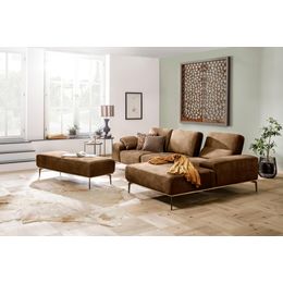 Ecksofa W.Schillig "run, Designsofa mit tollem Sitzkomfort, L-Form", braun (chocolate s37), B:299cm H:88cm T:178cm, Longlife Xtra-Leder Z73: Naturwalkleder der Luxusklasse aus den erlesensten Rohh&auml;uten. Hautst&auml;rke 1, 1 &ndash; 1, 3 mm;ROHLEDER Jacquard-Flachgewebe Q2 W60 (63% Polyester, 37% Polyacryl);ROHLEDER Chenille-Flachgewebe Q2 W77 (68% Polyacryl, 32% Polyester);Stoff S37 (100% Polyester), Sofas, 