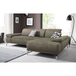 Ecksofa Home Affaire "Caluna", grau (taupe), B:269cm H:97cm T:174cm, Flachgewebe Mura: (100% Polyester);Luxus-Microfaser Vintageoptik (100% Polyester);Luxus-Mikrofaser (90% Polyester, 10% Polyamid), Sofas, Ecksofa, Inkl.Sitztiefenverstellung, wahlweise mit Kopf- und Armteilverstellung