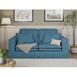 3-Sitzer Home Affaire "ALISSAS BIS mit vielen Kissen, Biesen an den Kissen", blau (t&uuml;rkis), B:196cm H:95cm T:108cm, 92% Polyester, 8% Nylon, Sofas, 3-Sitzer, Hussen-Optik, kleine Taschen an der Seite zum Verstauen