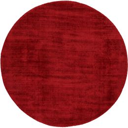 Teppich CarpetFine "Ava Viskoseteppich", rot, H:13mm &Oslash;:160cm, Viskose, Teppiche, Teppich, Seidenoptik, leichter Glanz, Wohnzimmer