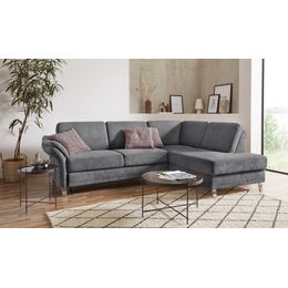 Sit & More Ecksofa SIT & MORE "Clio L-Form", grau, B:254cm H:89cm T:190cm, Sofas, Ecksofa, wahlweise mit Bettfunktion und Bettkasten, inklusive Federkern