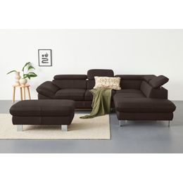 Ecksofa COTTA "Driver L-Form", braun (espresso), B:268cm H:73cm T:214cm, Kunstleder SOFTLUX;LEDER BEEFY (ein abgedecktes Spalt-Rindsleder) im Sitz und R&uuml;cken (Korpus in Kunstleder);Luxus-Kunstleder;Leder Pampas (echtes Rindsleder) im Sitz und R&uuml;cken (R&uuml;ckseite mit Spannstoff bezogen), Sofas, Ecksofa, mit Kopfteilverstellung, wahlweise mit Bettfunktion & Bettkasten