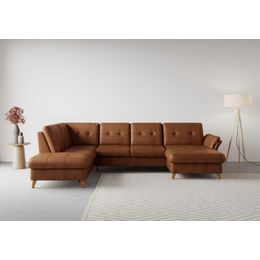 Sit & More Wohnlandschaft SIT & MORE "G&ouml;teborg", braun (cognac), B:327cm H:90cm T:226cm, Sofas, Wohnlandschaft, inkl. Sitztiefenverstellung, wahlweise mit Bettfunktion & Bettkasten