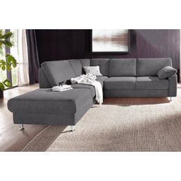 Sit & More Ecksofa SIT & MORE "Belfort L-Form", grau, B:243cm H:88cm T:218cm, Flachgewebe (100% Polyester);Luxus-Microfaser ALTARA NUBUCK (100% Polyester);Luxus-Microfaser (90% Polyester, 10% Polyamid), Sofas, Ecksofa, wahlweise mit Vorziehsitz und Bettkasten
