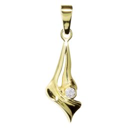Kettenanh&auml;nger OSTSEE-SCHMUCK "- Valea - Gold 333/000 - Zirkonia" Gr. 29, gold (gold 333, goldfarben, gelb), Schmuckanh&auml;nger, Damen, Gelbgold 333, Kettenanh&auml;nger