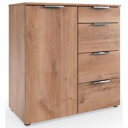 Kombikommode wimex "Level by fresh to go", braun (plankeneiche nachbildung), B:81cm H:84cm T:41cm, Holzwerkstoff, Sideboards, Kombikommode, 1-t&uuml;rig, mit 4 Schubladen und soft-close Funktion, 84cm breit