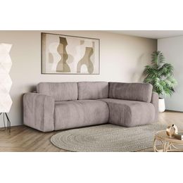 Ecksofa OTTO HOME "Zacharia wahlweise Schlafsofa mit Bettkasten, B/T/H 250/166/86 cm", grau (taupe), B:250cm H:86cm T:166cm, 100% Polyester, Sofas, Ecksofa, L-Form mit Wellenunterfederung, Ottomane rechts oder links bestellbar