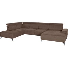 Sit & More Wohnlandschaft SIT & MORE "Gizeh U-Form", braun (chocco), B:340cm T:230cm, Sofas, Wohnlandschaft, 12 cm Fu&szlig;h&ouml;he, inklusive Sitztiefenverstellung und Kopfteilverstellung