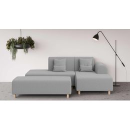Ecksofa OTTO HOME "Suyala", grau, B:258cm H:85cm T:168cm, 100% Polyester, Sofas, Ecksofa, L-Form mit Hocker