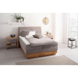 Boxspringbett OTTO HOME "Jenna", grau (argento), B:164cm L:216cm, Komplettbetten, Boxspringbett, ohne LED-Beleuchtung, mit zertifizierten, recycelten Bezugsstoffen