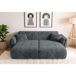 Big-Sofa Home Affaire "MIRELDA Design-Sofa mit Steppungen, extra tief, Breite 251 cm", dunkelgrau, B:251cm H:81cm T:155cm, 100% Polyester, Sofas, Big-Sofa, elegant und bequem, enth&auml;lt 2 Zierkissen, belastbar bis 480kg