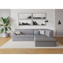 Ecksofa DOMO collection "Topper zeitlos elegant, kompakte Stellma&szlig;eL-Form", grau (wei&szlig;, grau), B:237cm H:78cm T:200cm, Sofas, Ecksofa, mit Ottomane, wahlweise mit Schlaffunktion