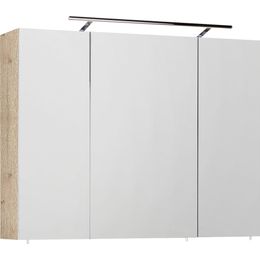 Spiegelschrank SAPHIR "3040", braun (eiche struktur), B:90cm H:74cm T:20cm, Melamin, Schr&auml;nke, Spiegelschrank, Breite 90 cm