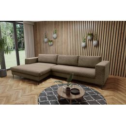 Ecksofa DOMO collection "Modica, zeitlos und elegant, L-Form", braun (schlamm), B:329cm H:83cm T:173cm, 100% Polyester, Sofas, Ecksofa, moderne Optik mit extrabreiter Recamiere, auch in Cord