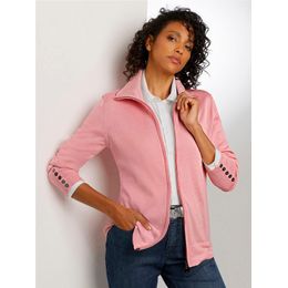 Strickjacke CREATION L PREMIUM, Damen, Gr. 42, rosa (rosenquarz), 97% Baumwolle, 2% Polyamid, 1% Polyester, unifarben, Strickjacken Strickjacke
