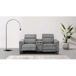 2-Sitzer OTTO HOME "LUND Cord, Relaxfunktion, TV-Sessel, manuell/elektrisch (USB-A)", grau, B:195cm H:97cm T:99cm, Cord Webstoff 100% Polyester, Sofas, 2-Sitzer, m. elektrischer o. manueller Relaxfunktion, Getr&auml;nkehalter u. Staufach