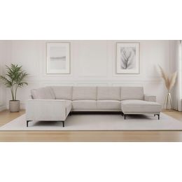 Wohnlandschaft OTTO HOME "OLAND U-Form, XXL, B: 342 cm, Skandi-Design", sand, B:342cm H:85cm T:260cm, 92%PES 8%NY, Sofas, Wohnlandschaft, Skandi-Design in Struktur, Flachgewebe, Luxus-Microfaser, Boucle