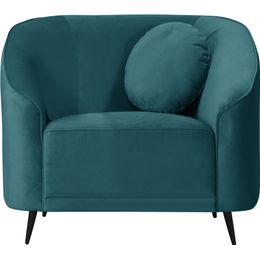 Sessel Home Affaire "Ashly", blau (petrol), B:100cm H:81cm T:80cm, 100% Polyester, Sessel, Sessel, in 3 Bezugsvarianten, Boucl&eacute;, Samtoptik und Struktur weich.