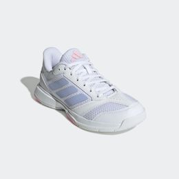Hallenschuh adidas Performance "LIGRA 8 INDOOR", Damen, Gr. 40,5, wei&szlig; (cloud wei&szlig;, violet tone, clear pink), Synthetik, Textil, Schuhe Hallenschuh, geeignet f&uuml;r jeden Hallensport