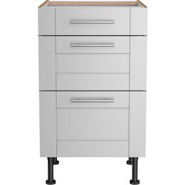 Unterschrank KOCHSTATION "KS-Ahus", grau (hellgrau matt, wildeiche nachbildung), B:50cm H:87cm T:58,4cm, Schr&auml;nke, Unterschrank, Breite 50 cm