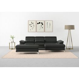 Sit & More Ecksofa SIT & MORE "Cabrio L-Form, B: 295 cm, mit Sitztiefen-, Arm- & Kopfteilverstellung", grau (anthrazit), B:295cm H:87cm T:180cm, Sofas, Ecksofa, 2 Nierenkissen, Federkern, optional Bettfunktion und Stauraum