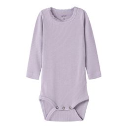Langarmbody name it "NBFKAB LS BODY NOOS", M&auml;dchen, Gr. 56, N-Gr, lavender gray, Jersey, Obermaterial: 57% Baumwolle, 38% Modal, 5% Elasthan, unifarben, normal, Rundhals, Bodys Langarmbody