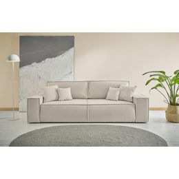 3-Sitzer OTTO HOME "FINNLEY, Schlafsofa 257 cm - OTTO. Verl&auml;ssliche Qualit&auml;t.", beige (creme), B:257cm H:85cm T:102cm, Bezugstoff 100% PES ;Atmungsaktives Gewebe ;Easy Clean ;Gramatur 340g/ qm +/- 5%, Sofas, 3-Sitzer, mit Bettkasten, in Boucl&eacute;, Struktur fein und Mega Cord