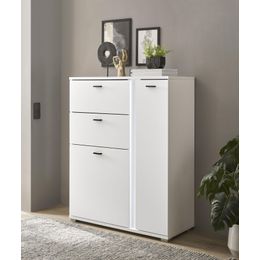 Highboard Home Affaire "LONG ISLAND", wei&szlig;, B:100cm H:125cm T:42cm, Holzwerkstoff, Sideboards, Highboard, in moderner Trendfarbe,inklusive senkrechter Beleuchtung,Breite 100 cm