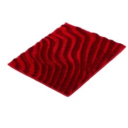 Badematte Kleine Wolke "Terrace", rot (rubin), H:23mm, Polyacryl, Badematten, Badematte, Badteppich, modernes Wellen Design, Hoch-Tief Effekt