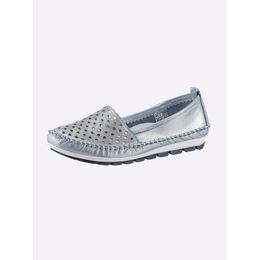 Slipper Gemini, Damen, Gr. 36, blau (eisblau, meliert), Glattleder, Schuhe Slipper
