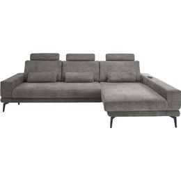 Ecksofa "SO 3600, inkl motor. Sitztiefenverstellung, Kopfst&uuml;tzen, Nierenkissen", grau (kama anthrazit), B:293cm H:83cm T:180cm, 100% Polyester, SET ONE BY Musterring, Sofas, Ecksofa, Sitzh&ouml;he 42 cm, Kaltschaum, Breite 293 x Tiefe 180 cm, Kama anthrazit