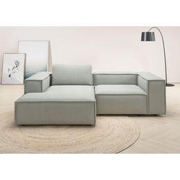 Ecksofa Home Affaire "Watertown, kompakte L-Form, 246 cm breite f&uuml;r kleinere R&auml;ume", silber, B:246cm H:68cm T:171cm, 100% Polyester, Sofas, Ecksofa, modernes Ecksofa mit Feincordbezug, platzsparend & bequem