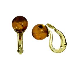 Paar Ohrclips OSTSEE-SCHMUCK "- Kugel 8 mm - Gold 585/000 - Bernstein" Gr. 17, gold (gold 585, goldfarben, gelb), Ohrringe, Damen, Gelbgold 585, Paar Ohrclips