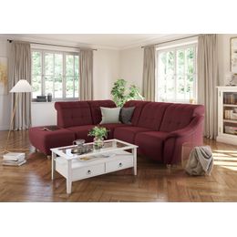 Ecksofa Home Affaire "Boston L-Form", rot (bordeaux), B:272cm, Struktur (100% Polyester);Luxus-Microfaser Florence (100% Polyester);Chenille (100% Polyester);NaturLEDER (reines Rindsleder), Sofas, Ecksofa, Kopfteilverstellung an jeder Sitzfl&auml;che, wahlweise Relaxfunktion