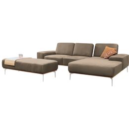 Ecksofa W.Schillig "run, Designsofa mit tollem Sitzkomfort, L-Form", beige (stone z73), B:279cm H:88cm T:178cm, Longlife Xtra-Leder Z73: Naturwalkleder der Luxusklasse aus den erlesensten Rohh&auml;uten. Hautst&auml;rke 1, 1 &ndash; 1, 3 mm;ROHLEDER Jacquard-Flachgewebe Q2 W60 (63% Polyester, 37% Polyacryl);ROHLEDER Chenille-Flachgewebe Q2 W77 (68% Polyacryl, 32% Polyester);Stoff S37 (100% Polyester), Sofas, Ecks